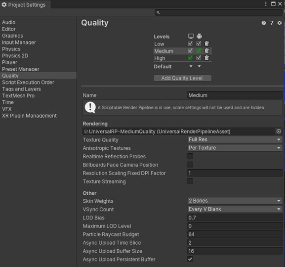 Unity | Project settings: quality – Arm Developer